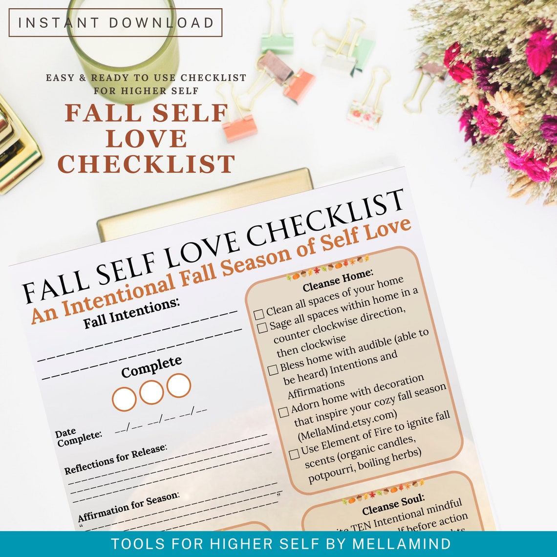 Fall Checklist for Self Love Worksheet Download Printable Checklist for ...