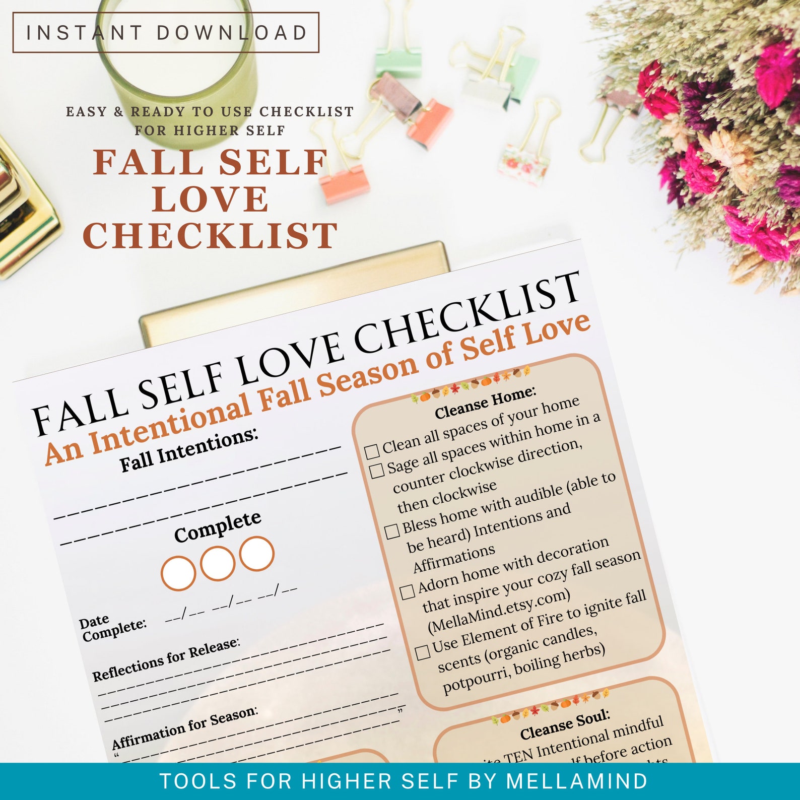 Fall Checklist for Self Love Worksheet Download Printable Checklist for ...
