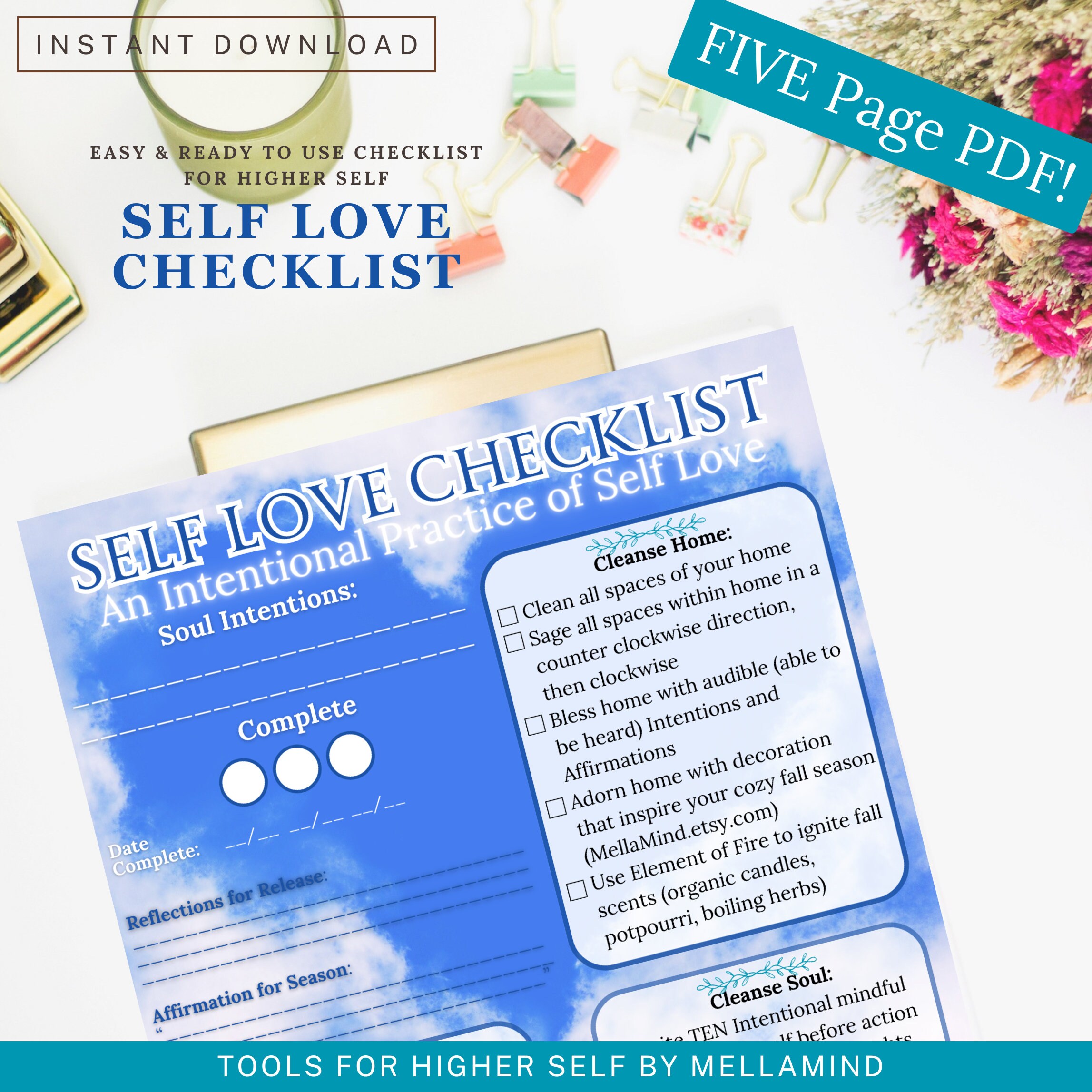 Self Love Checklist Printable Worksheet Package for Self Love Print ...