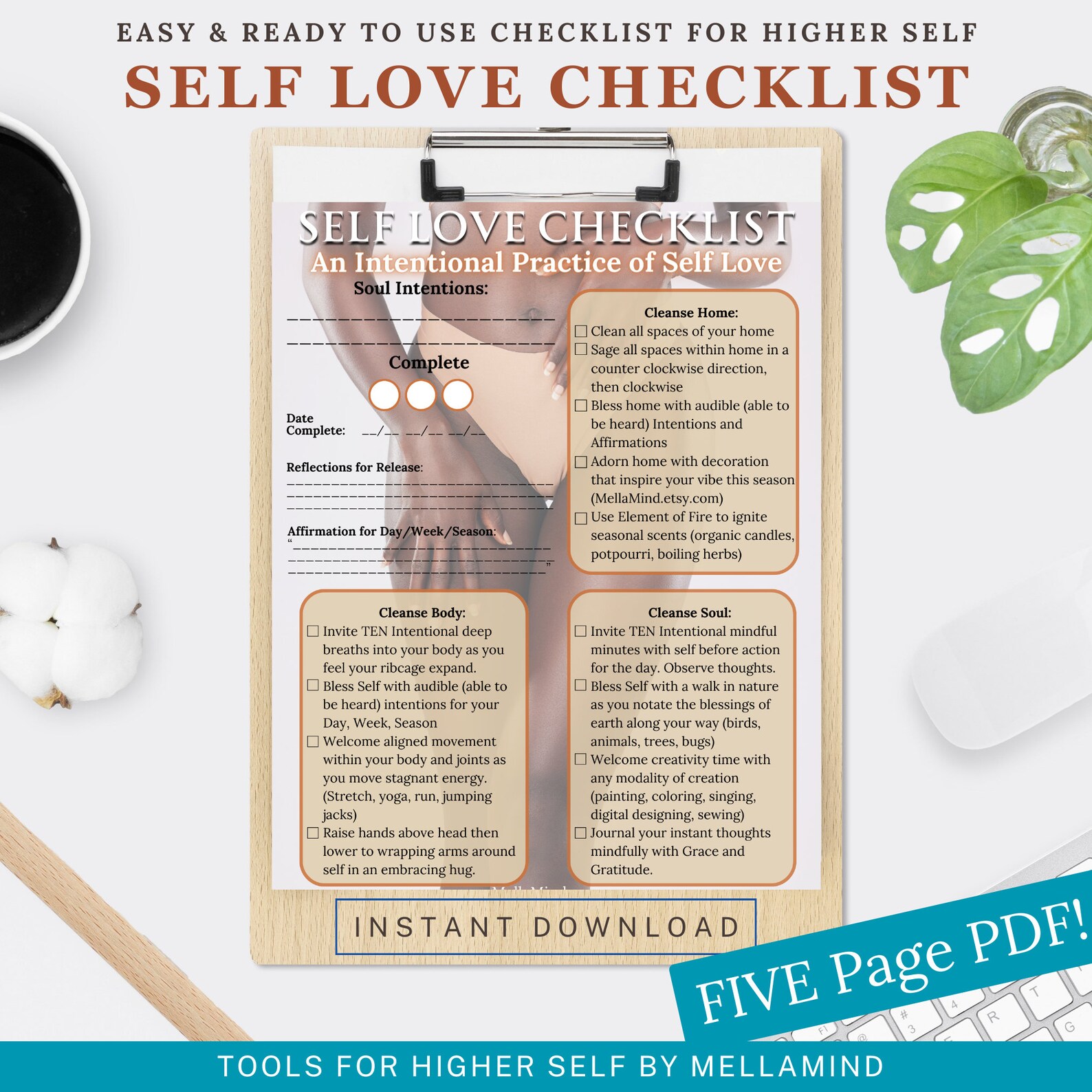 Digital Planner for Self Love Printable PDF Self Care - Etsy