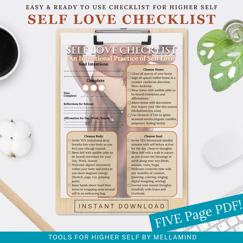 Digital Planner for Self Love Printable PDF Self Care Worksheet Self ...