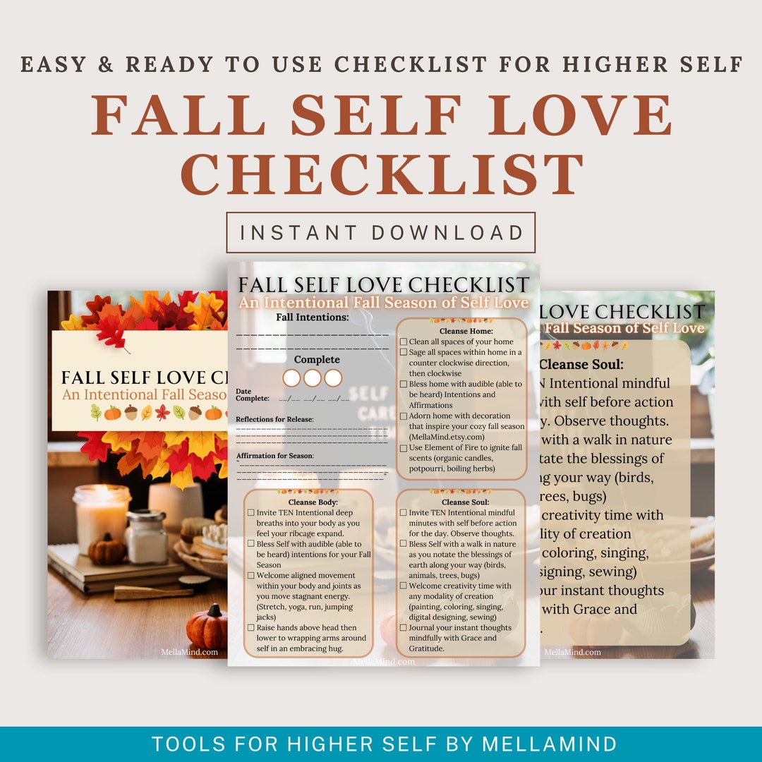 Self Care Checklist for Fall Season Download for Self Love Printable ...