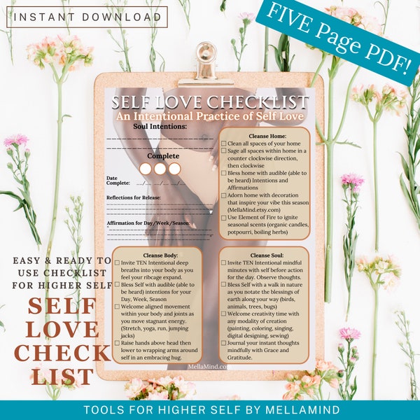 Digital Planner for Self Love Printable PDF Self Care Worksheet Self ...