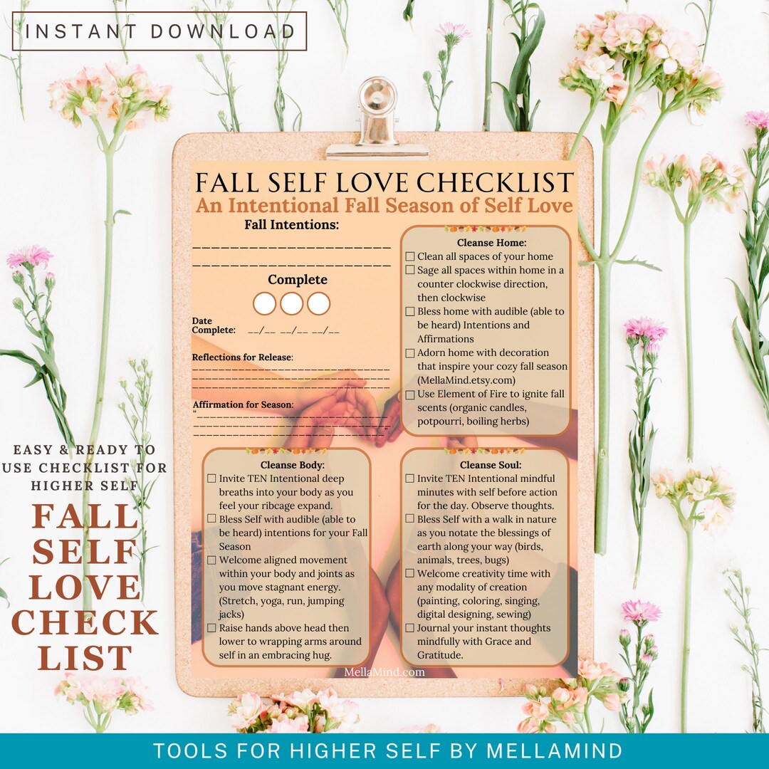 Checklist PDF Self Love Guide Download Fall Checklist for Higher Self ...