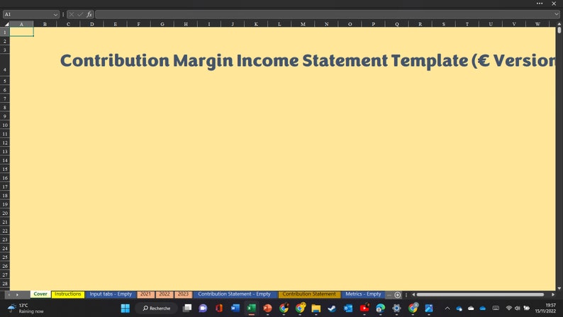 Contribution Margin Automated Template| Individual/small Business ...
