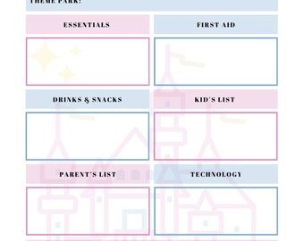 Theme Park Packing List - Etsy