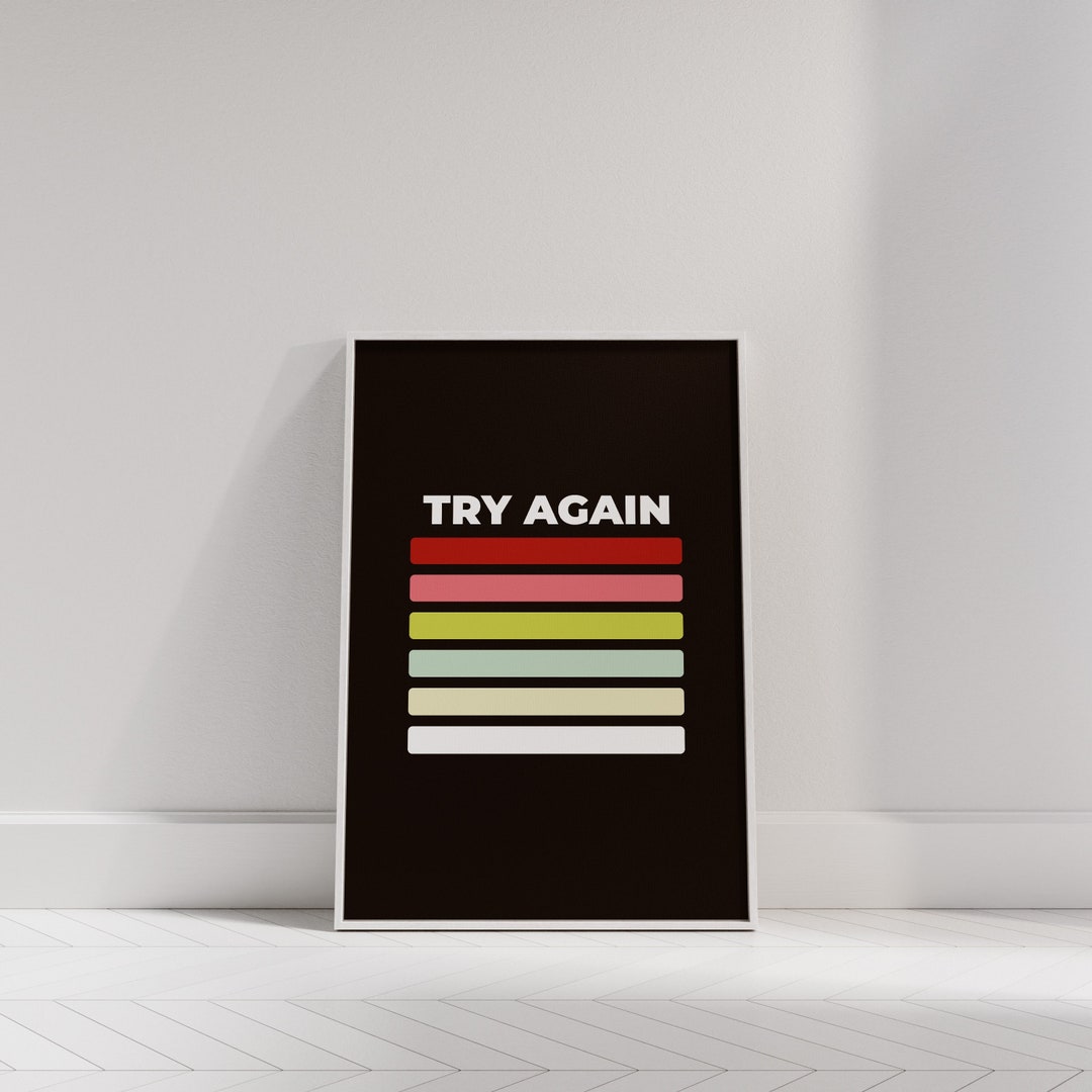 Digital Colorful Poster, 'try Again' Eclectic Print, Digital Download ...