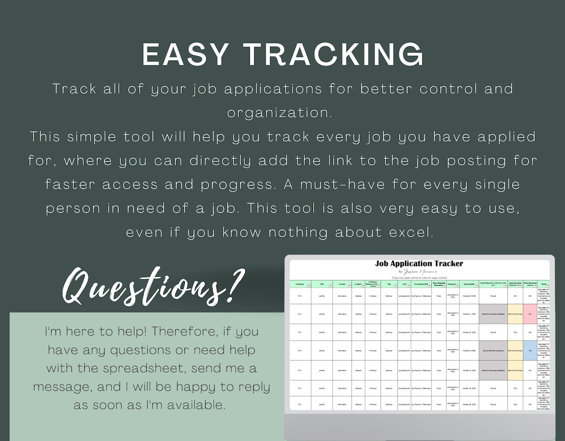 Job Tracker, Excel Template, Organization Tools, Job Tracking ...
