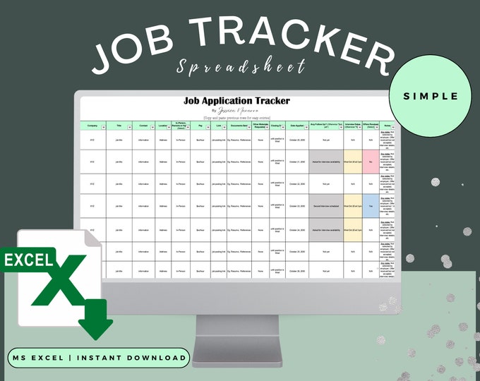 Job Tracker, Excel Template, Organization Tools, Job Tracking ...