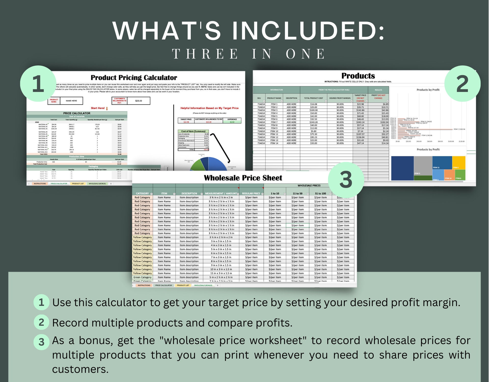 Product Pricing Calculator, Pricing Sheet, Pricing Template, Small ...