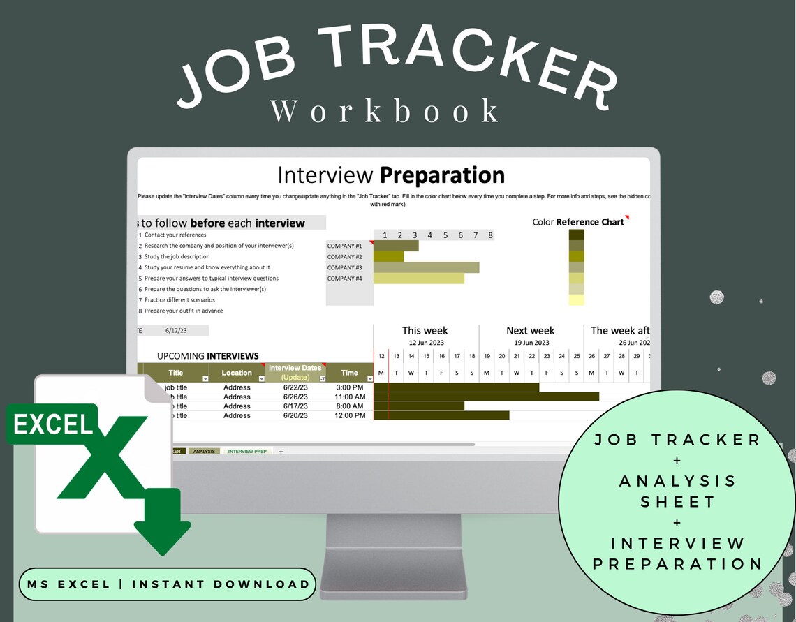 Job Application Tracker, Excel Template, Job Interview Planner, Automated Job Search Spreadsheet ...