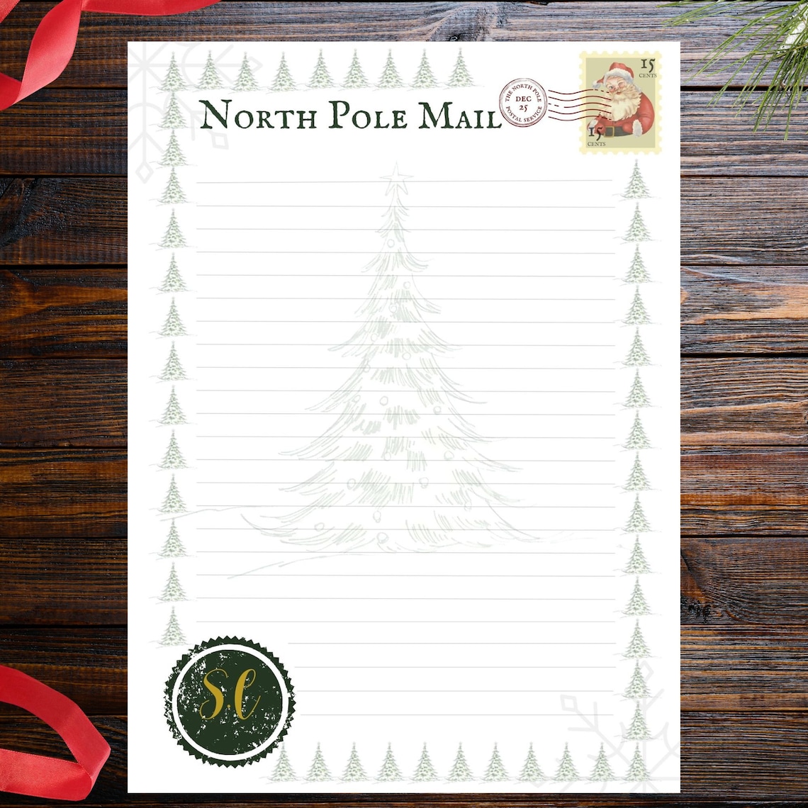 Printable Christmas Journal Page Santa Stationary Holiday - Etsy