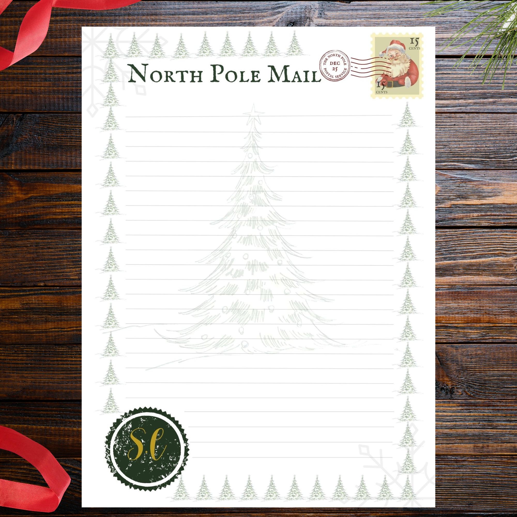 Printable Christmas Journal Page Santa Stationary Holiday - Etsy