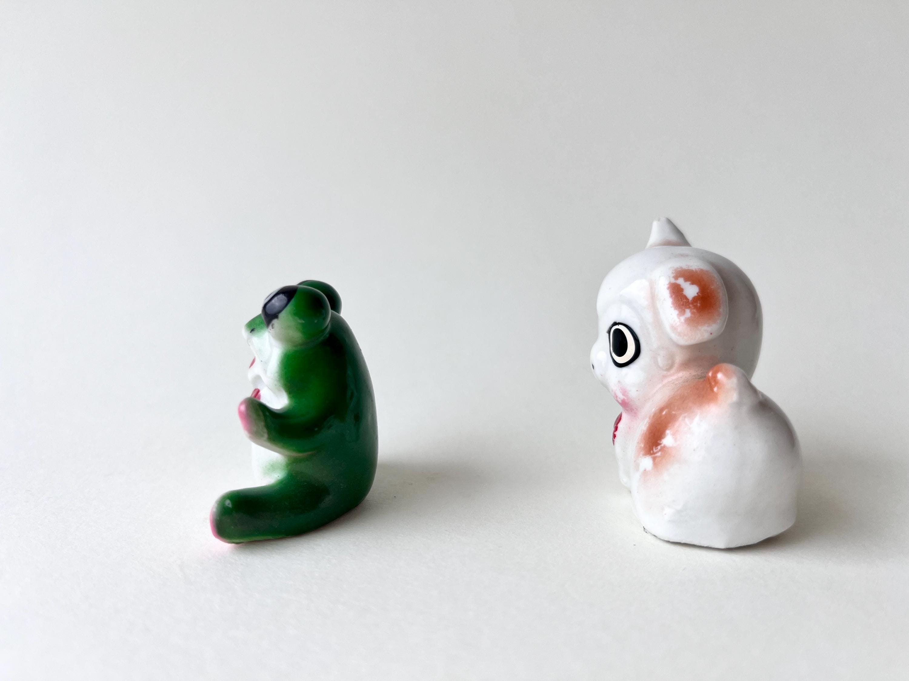 Tiny Vintage Anthropomorphic Pig and Frog Figurines Hand Painted Kitsch ...