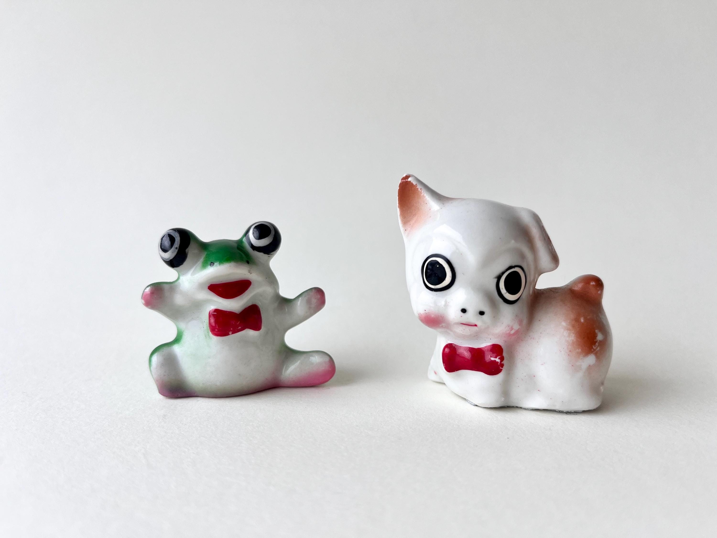 Tiny Vintage Anthropomorphic Pig and Frog Figurines Hand Painted Kitsch ...