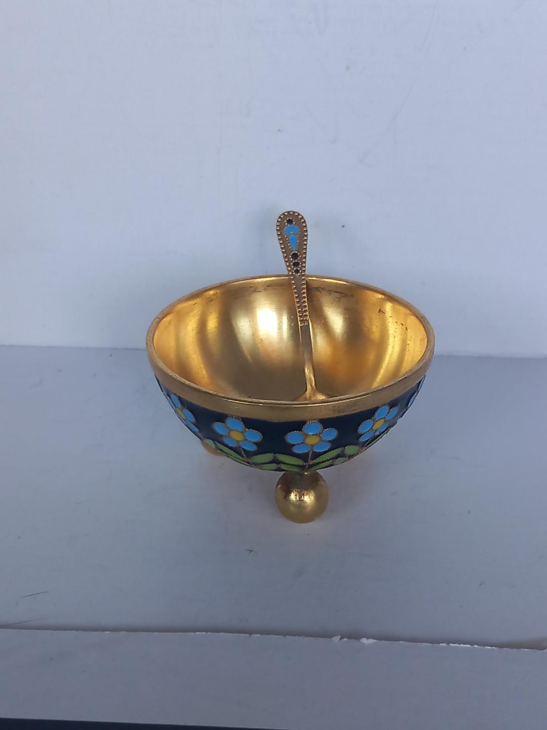 Faberge Imperial Era Silver Gold Plated 18k Enamel Salt Shaker With a ...