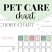 Pet Care Chore Chart, Pet Chart, Pet Chore Chart, Daily Dog Care Chart ...