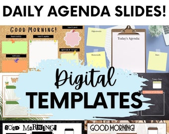 Back to School Daily Agenda Google Slides Template Bulletin Board ...