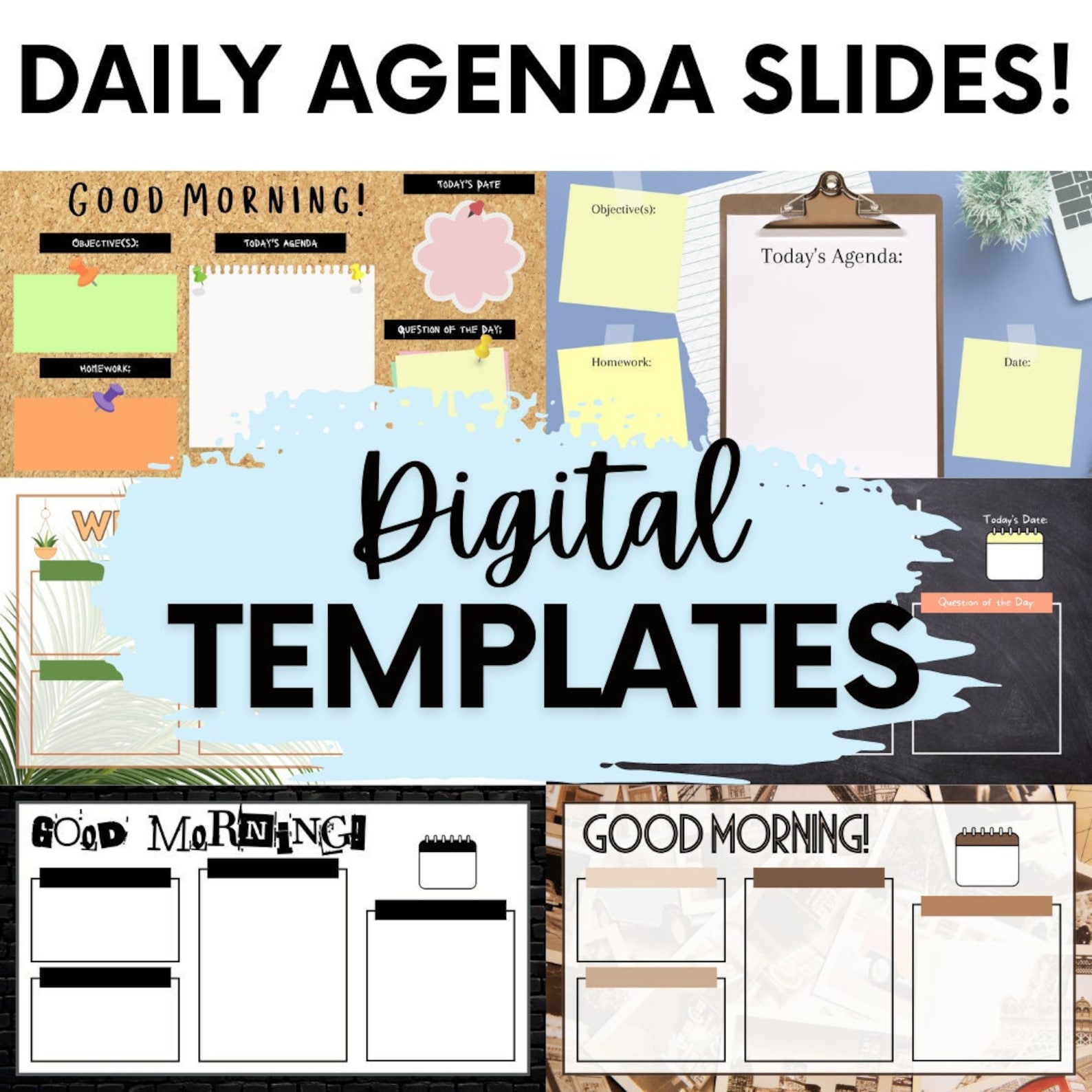 Daily Agenda Slides, Daily Agenda Template, Digital Daily Agenda ...