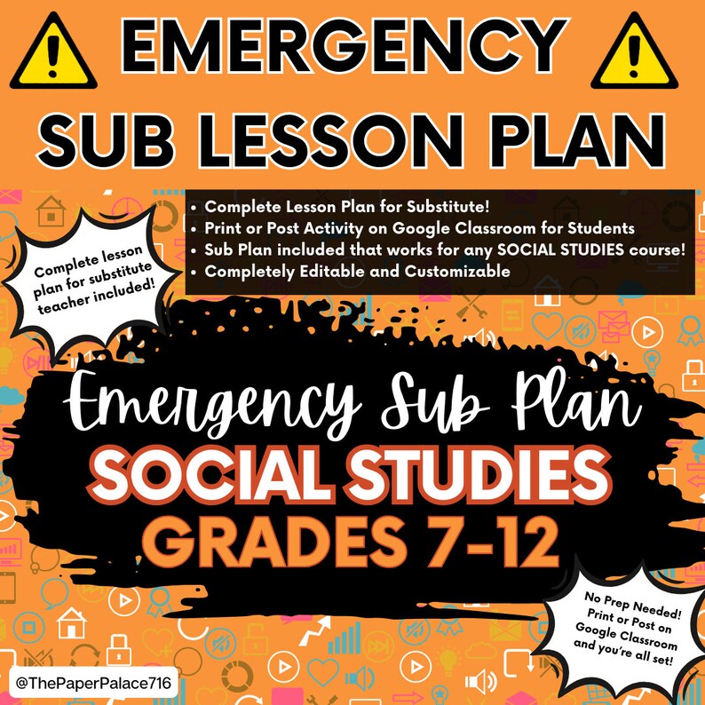 Social Studies Emergency Sub Plan | Ready-to-use Lesson & Student ...