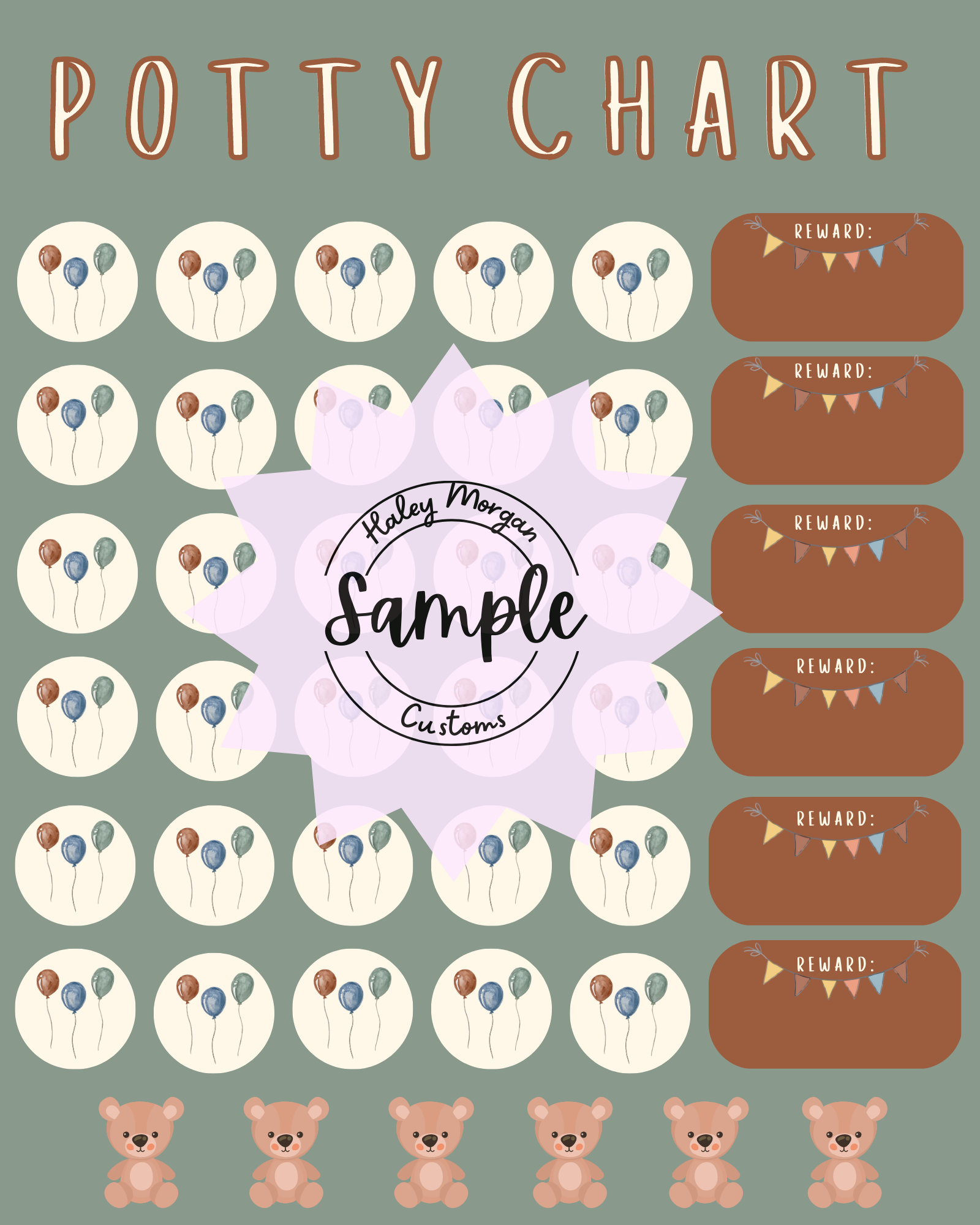 Potty Training Chart, Potty Chart, Potty Reward Chart, Potty Training ...