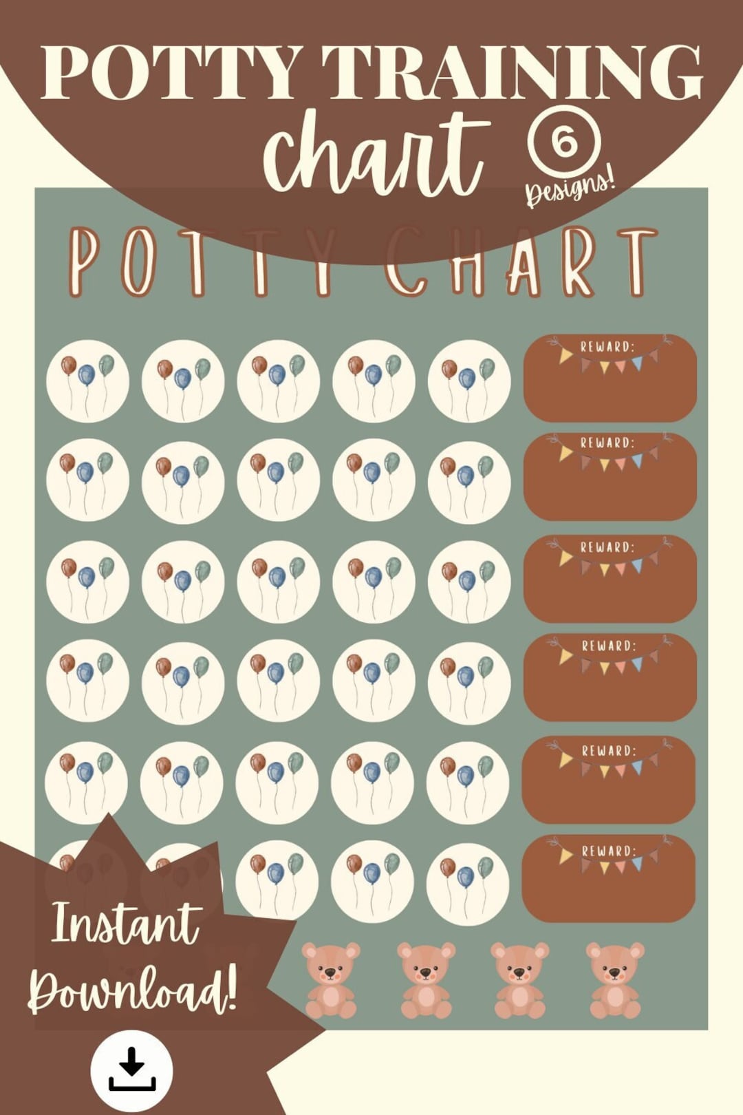 Potty Training Chart, Potty Chart, Potty Reward Chart, Potty Training ...
