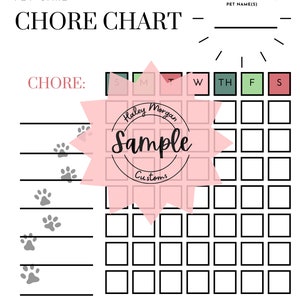 Pet Care Chore Chart, Pet Chart, Pet Chore Chart, Daily Dog Care Chart ...