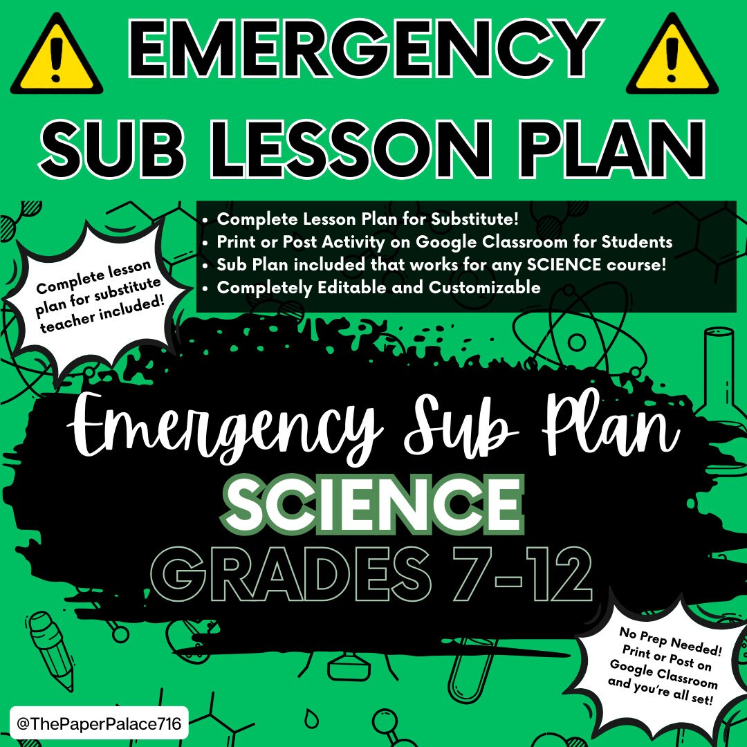 Science Emergency Sub Plan, Ready-to-use Lesson & Activity, Emergency ...
