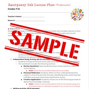 Math Emergency Sub Plan, Ready-to-use Lesson & Activity, Emergency Math ...