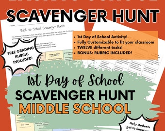 High School Back to School Classroom Scavenger Hunt With Grading Rubric ...