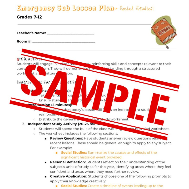 Social Studies Emergency Sub Plan | Ready-to-use Lesson & Student ...