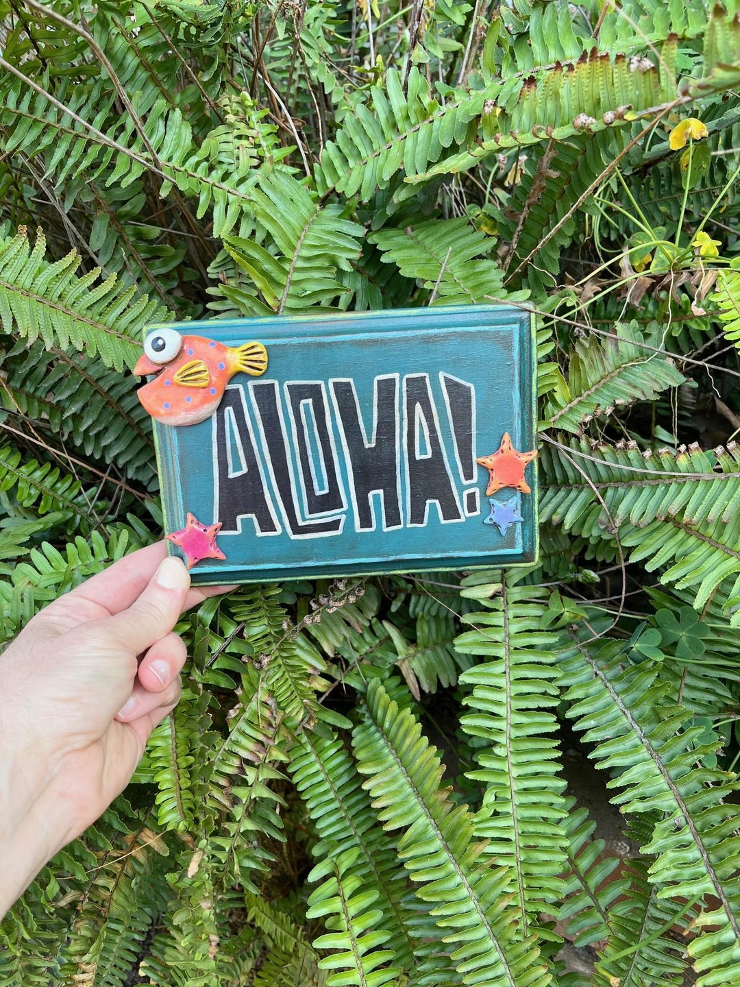 Aloha Pufferfish Wooden Plaque: Puffer Fish Wall Art, Hawaiian Decor ...