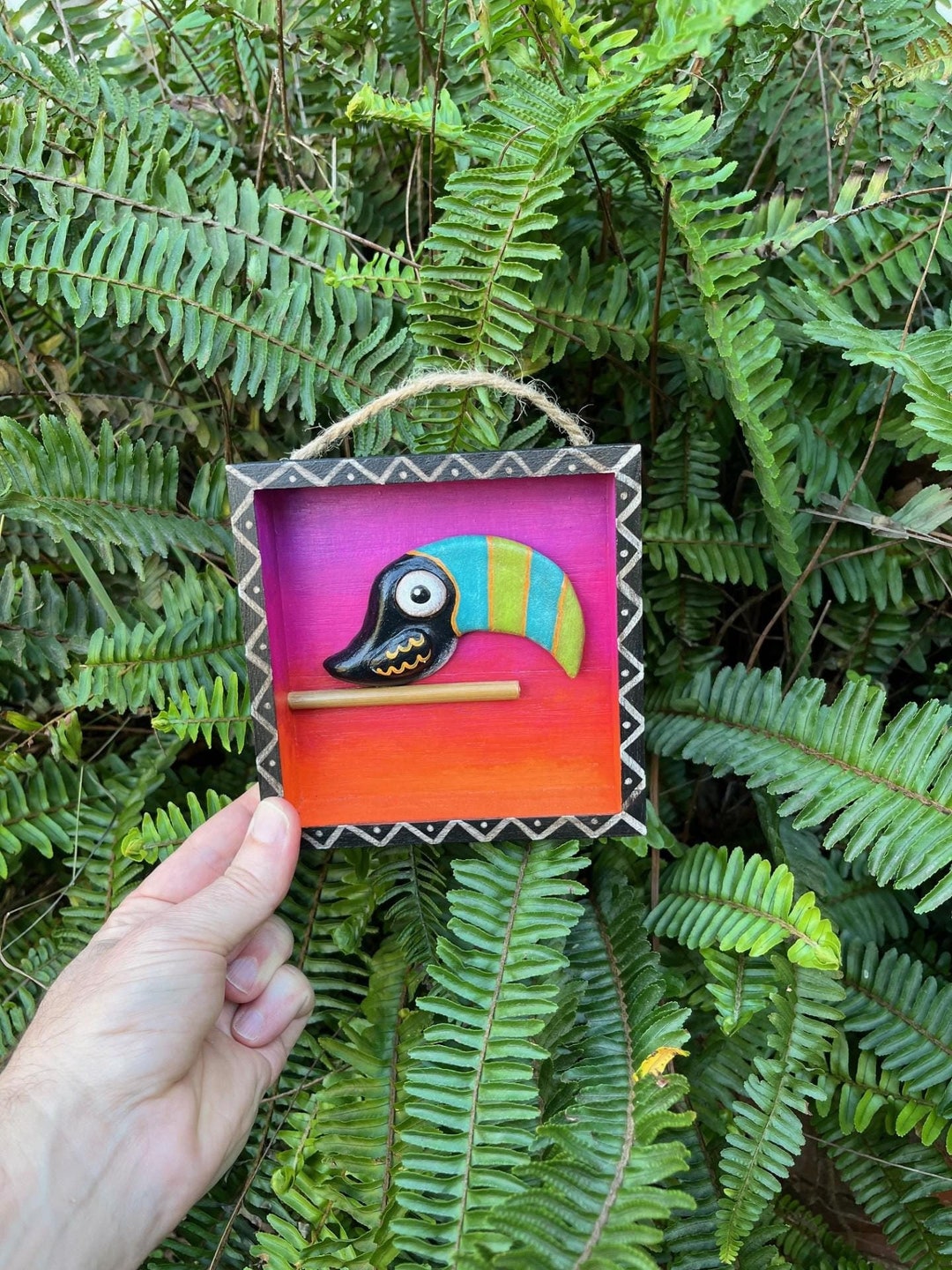 Tropical Tiki Bird Shadowbox: Toucan Wall Art, Tropical Decor, Bird ...