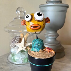 Large Pufferfish Sculpture: Puffer Fish Lover Gift, Tropical Tiki Bar ...