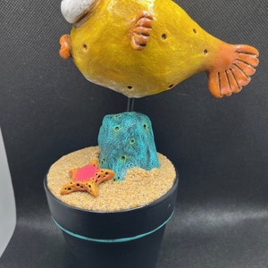 Large Pufferfish Sculpture: Puffer Fish Lover Gift, Tropical Tiki Bar ...