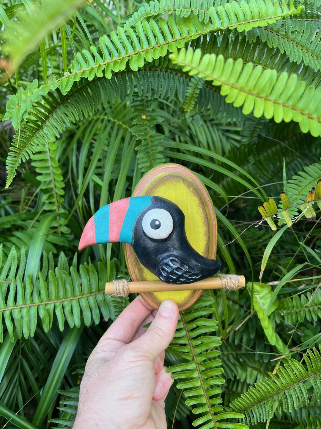 Tropical Bird Wall Art: Clay Toucan Sculpture, Tiki Bar Decor, Tropical ...