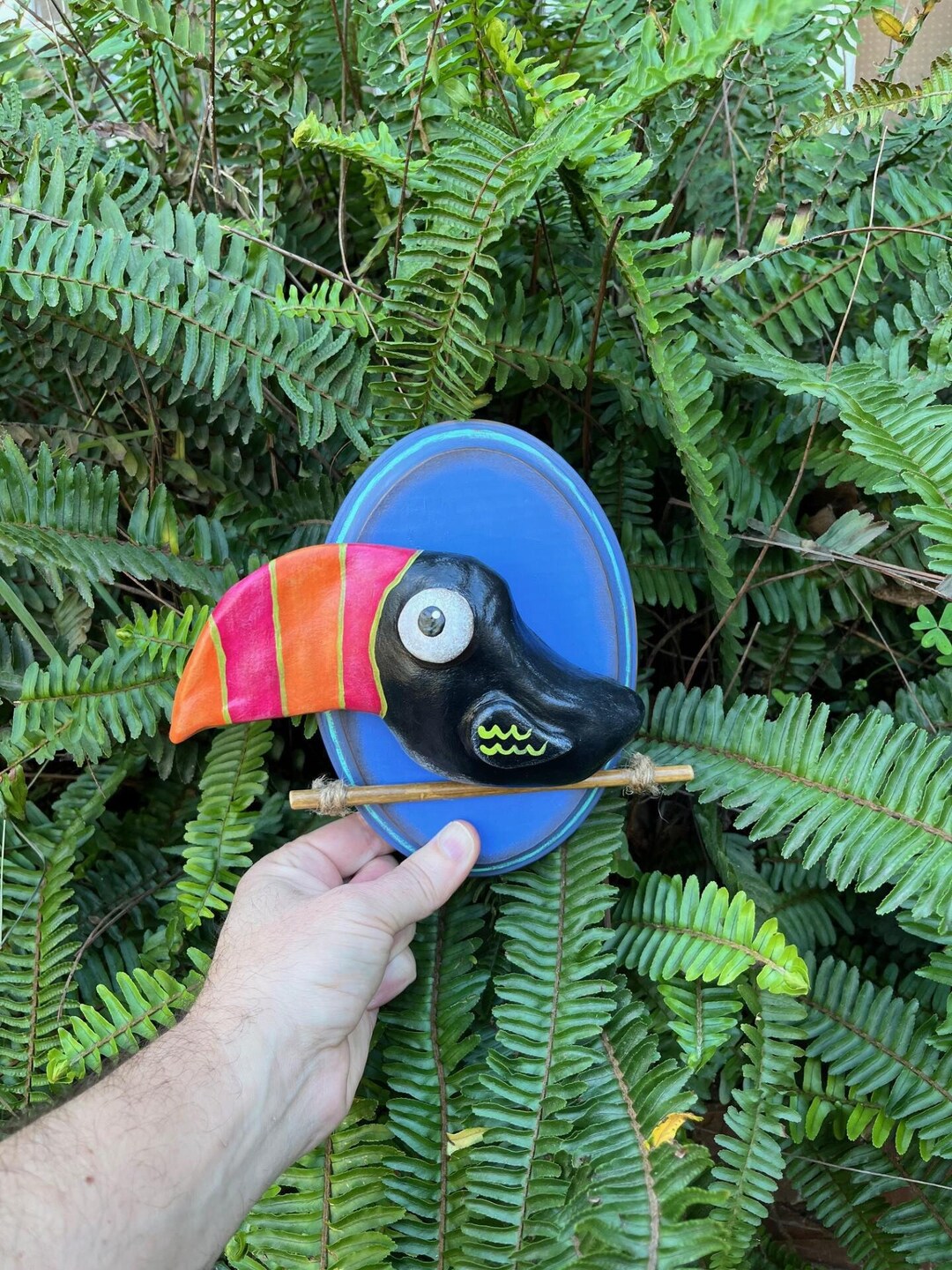Tropical Bird Wall Art: Clay Toucan Sculpture, Tiki Bar Decor, Tropical ...