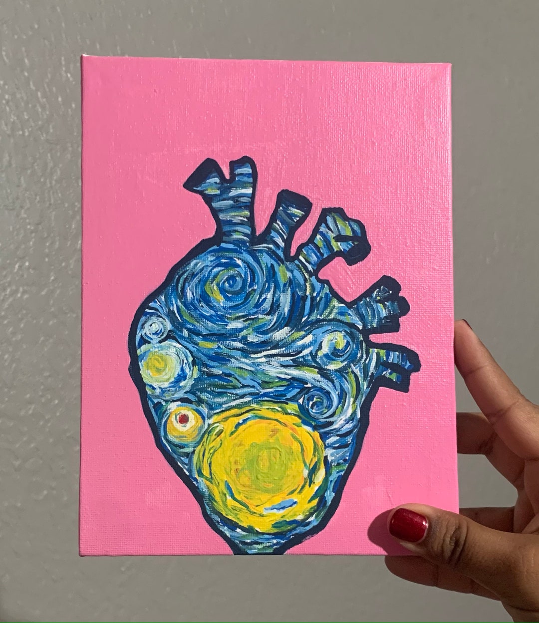 Starry Night Heart Painting - Etsy