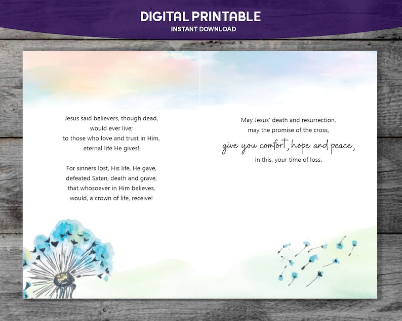 Sympathy Card, Religious Condolence Card, Bible Verse, Sympathy Message ...