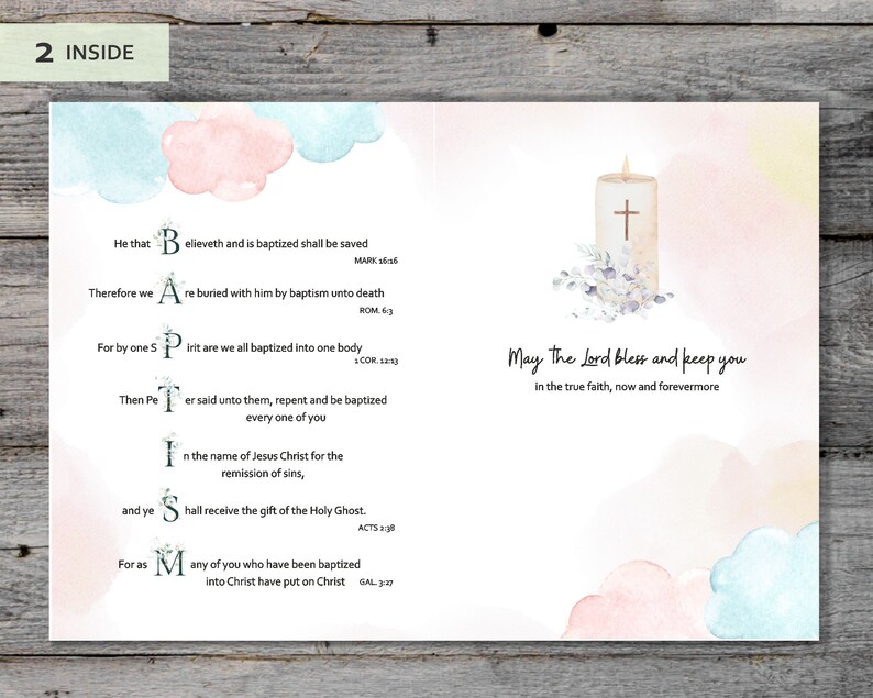 Baptism Card Set of 2 With Bible Quotes and Unique Religious Baptism ...