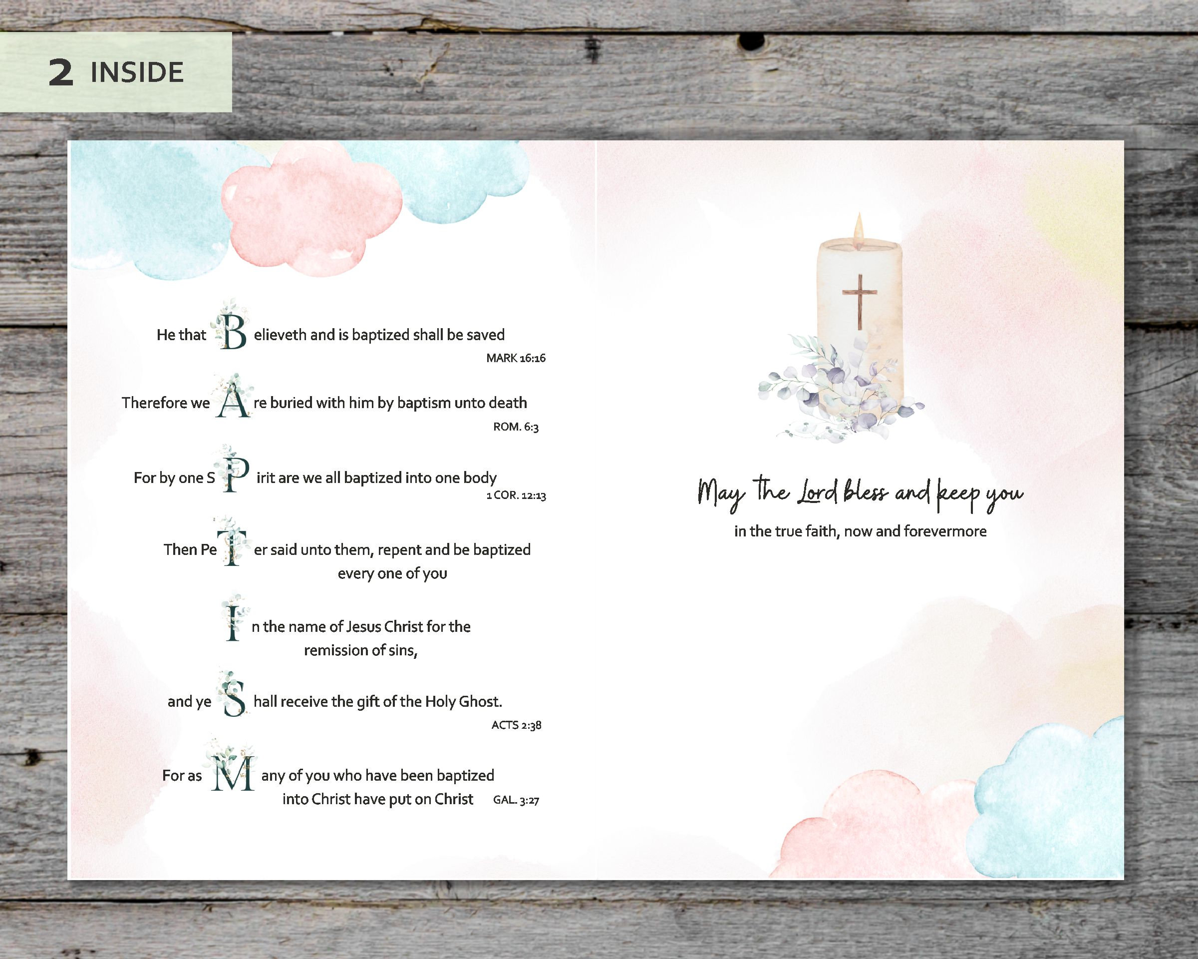 Baptism Card Set of 2 With Bible Quotes and Unique Religious Baptism ...