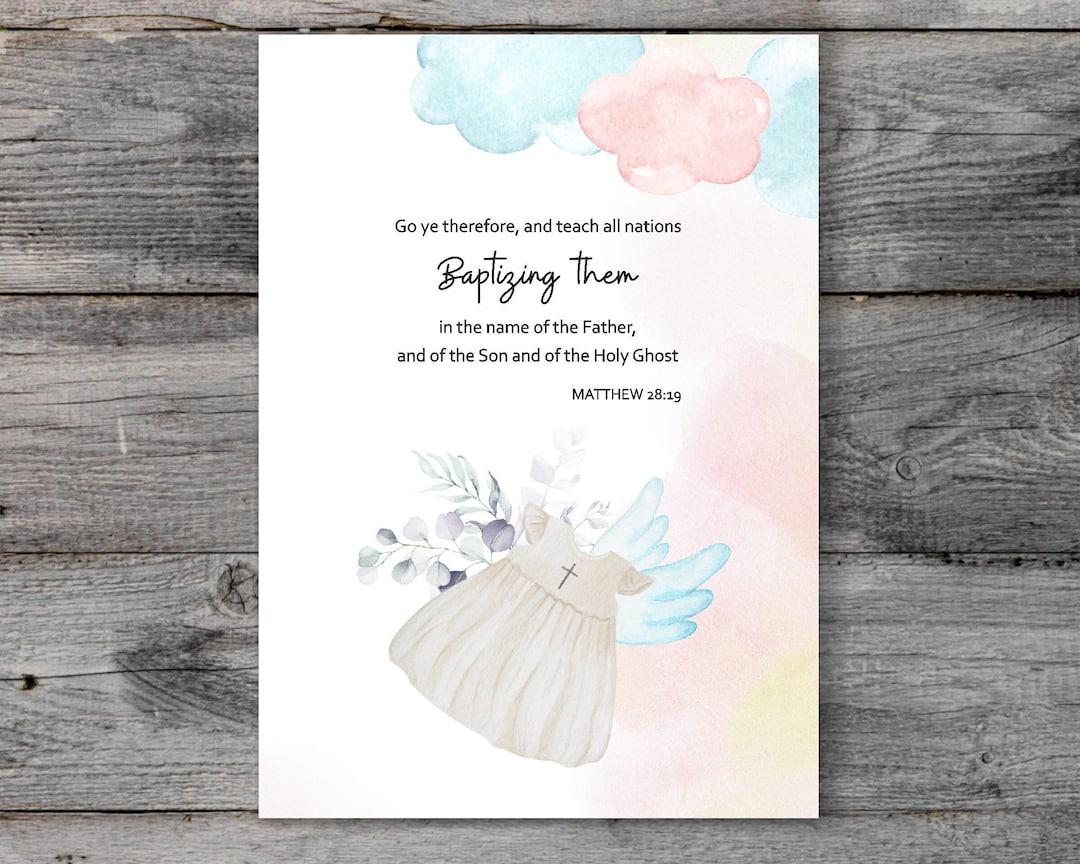 Religious Baptism Card With Bible Verse and Unique Christian Baptism ...