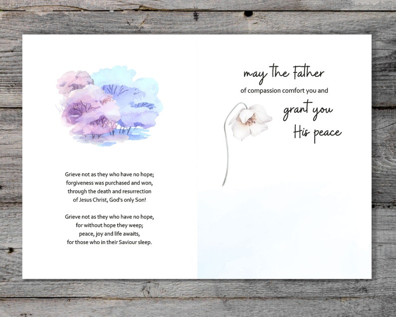 Christian Sympathy Card, Religious Sympathy Card, Condolences, Bible ...