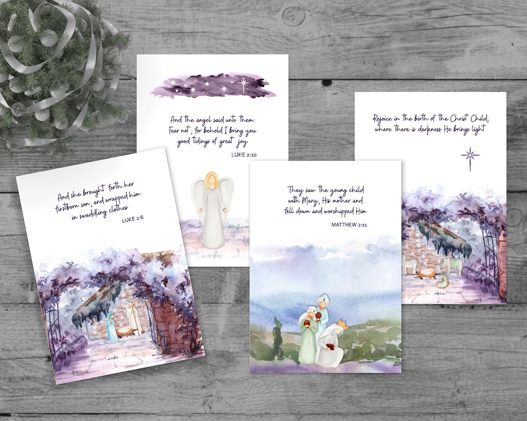 Christmas Card Set of 4, Religious Christmas Cards, Christian Christmas ...