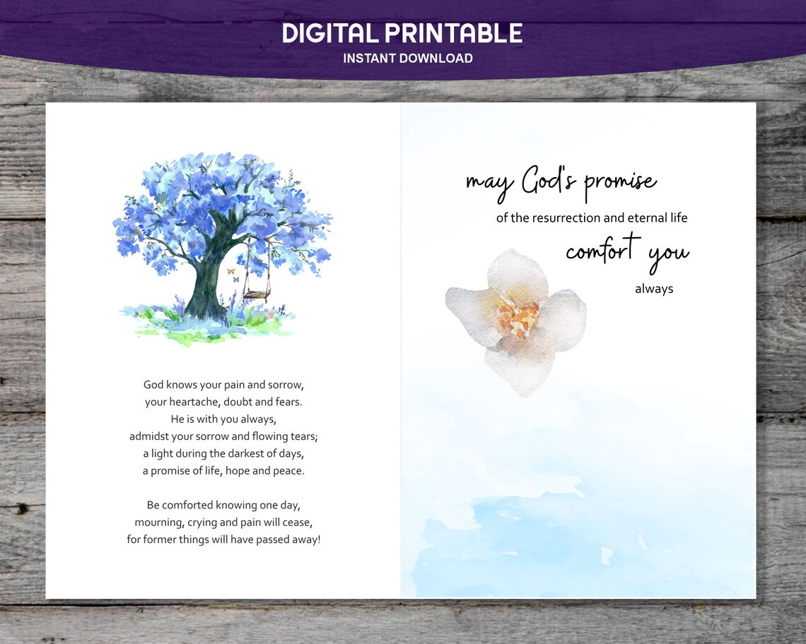 Religious Sympathy Card, Condolence Card, Bible Verse, Sympathy Message ...