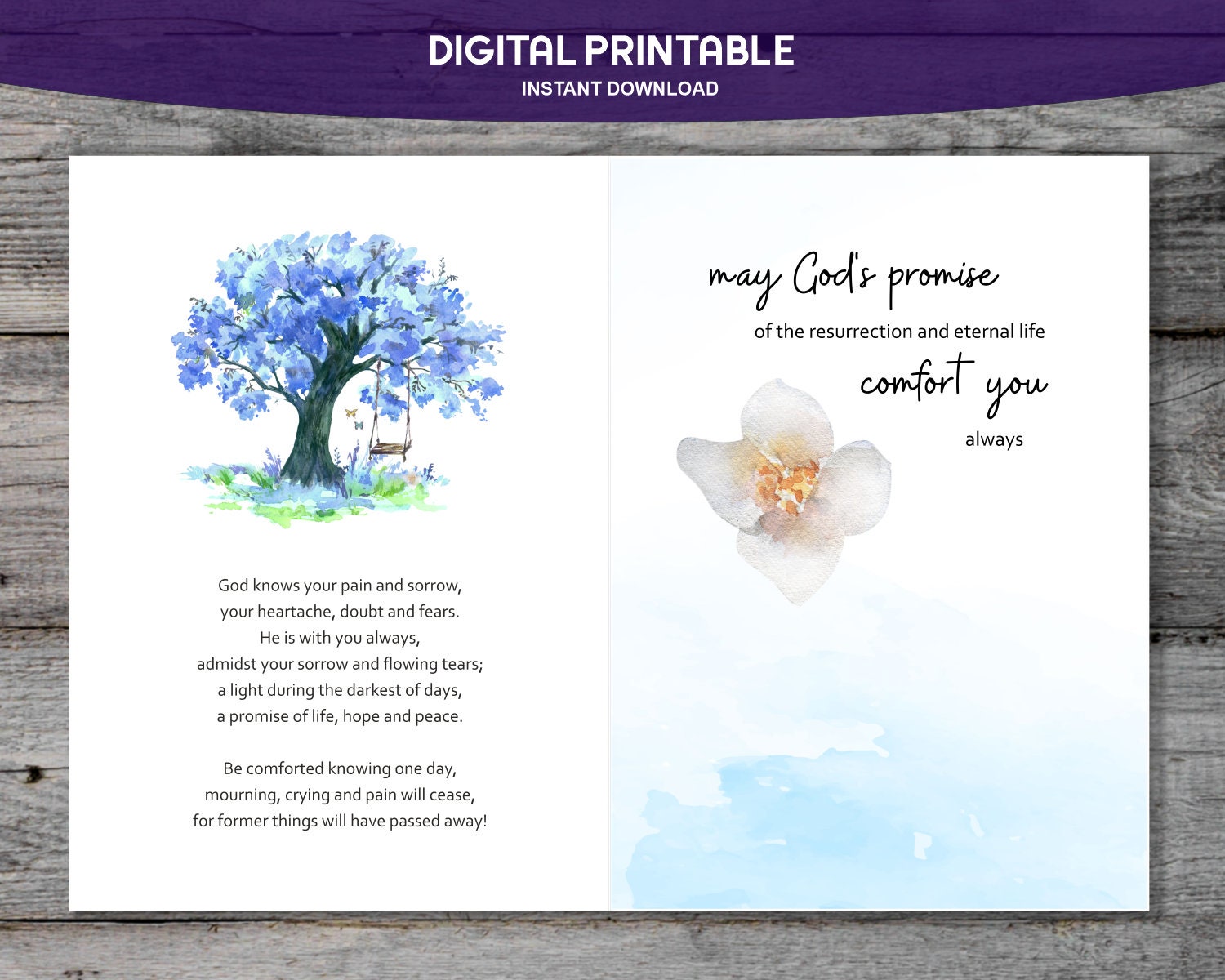 Religious Sympathy Card, Condolence Card, Bible Verse, Sympathy Message ...