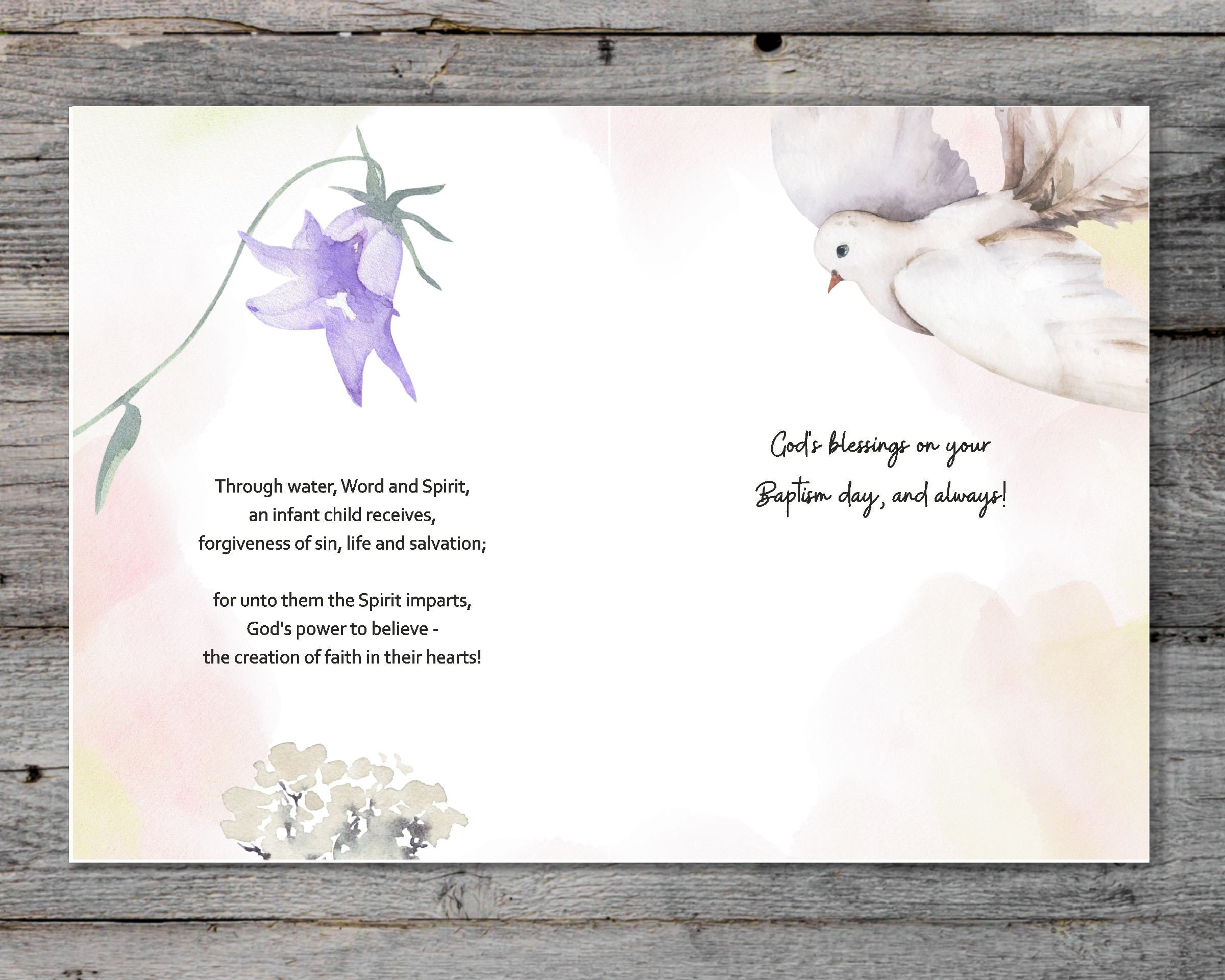 Christian Baptism Card With Bible Verse and Unique Religious Baptism ...