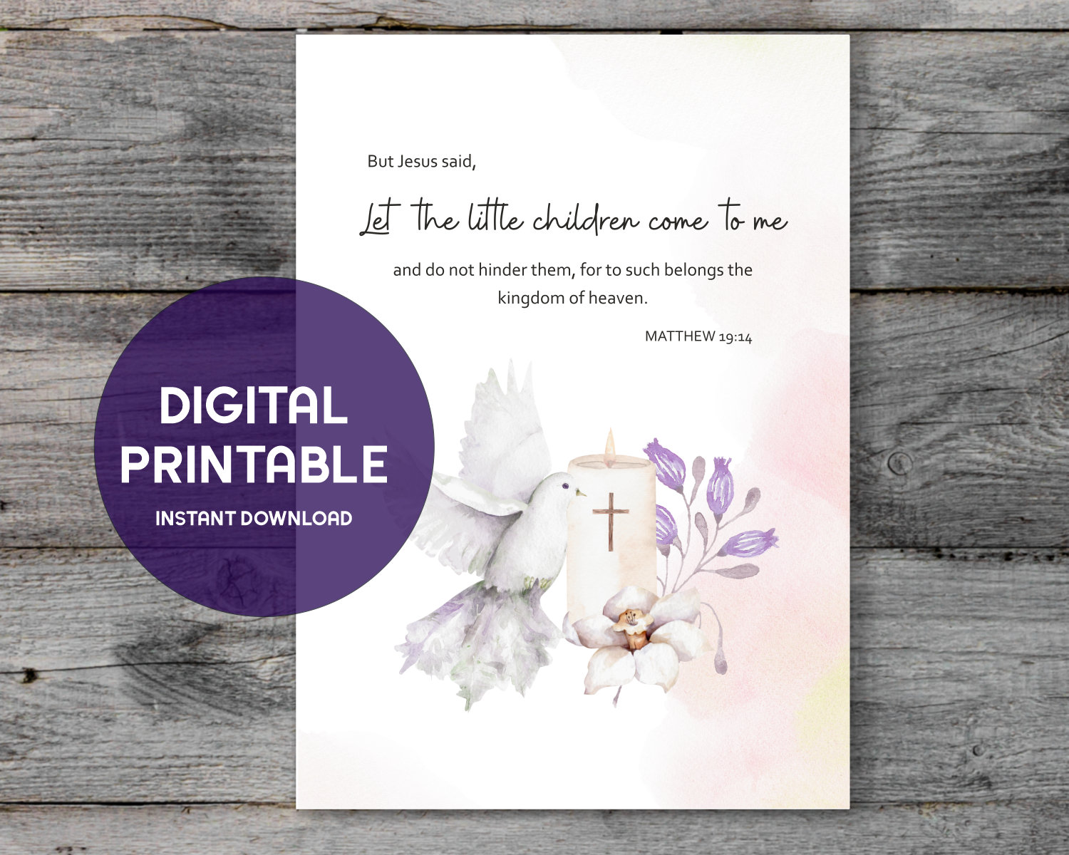 Christian Baptism Card With Bible Verse and Baptism Message - DIGITAL ...