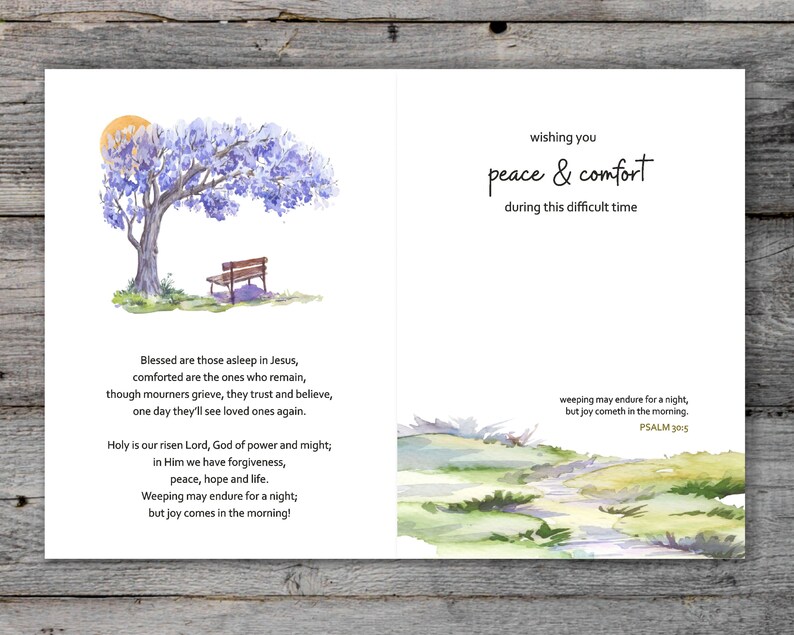 Mourning Card Christian, Religious Grief Card, Bible Verse, Sympathy ...