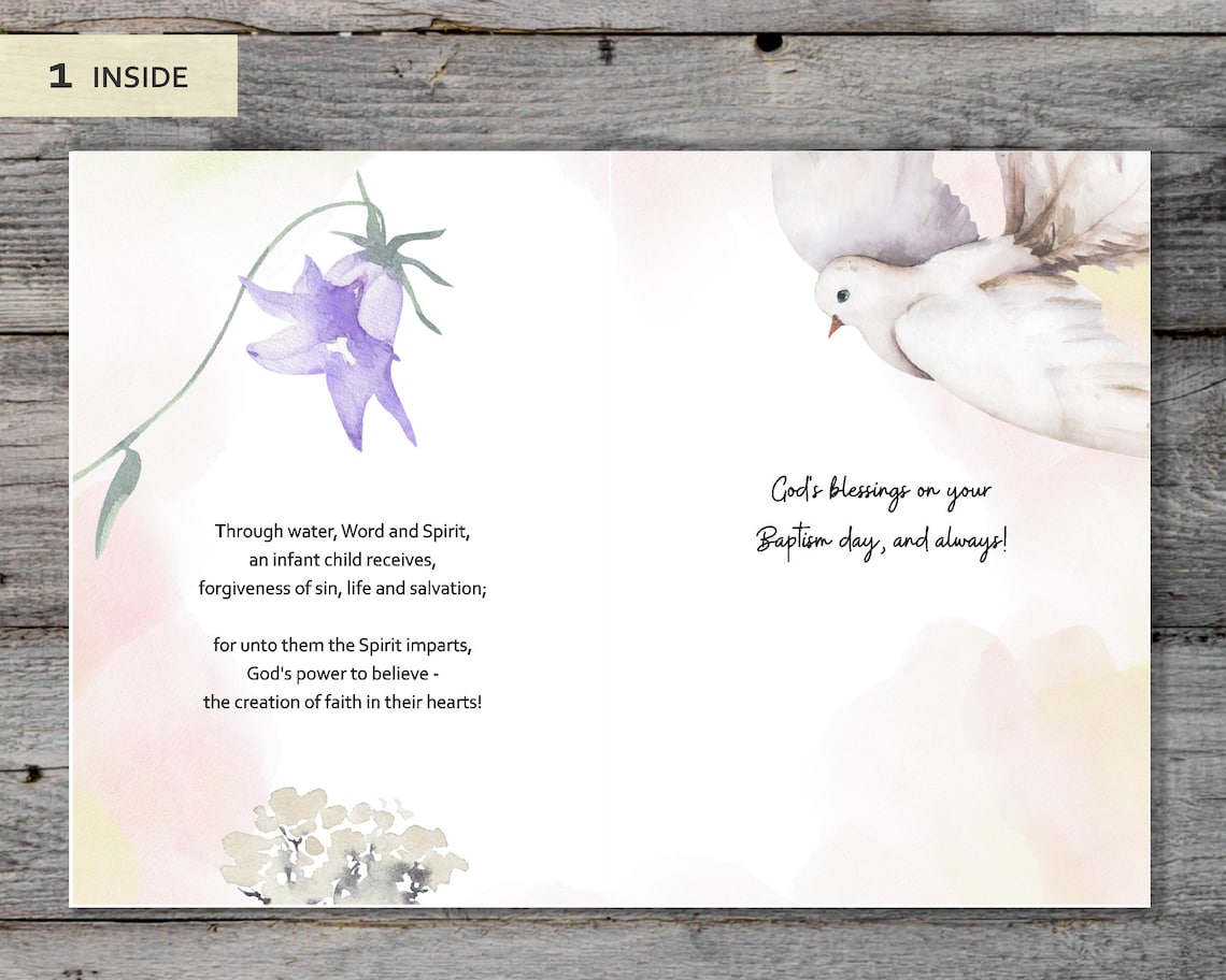 Baptism Card Set of 2 With Bible Quotes and Unique Religious Baptism ...
